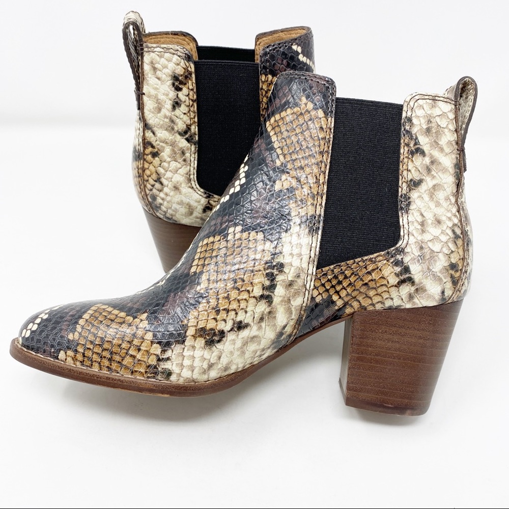 New Madewell Brown Regan Snake Embossed Chelsea Leath… - Gem